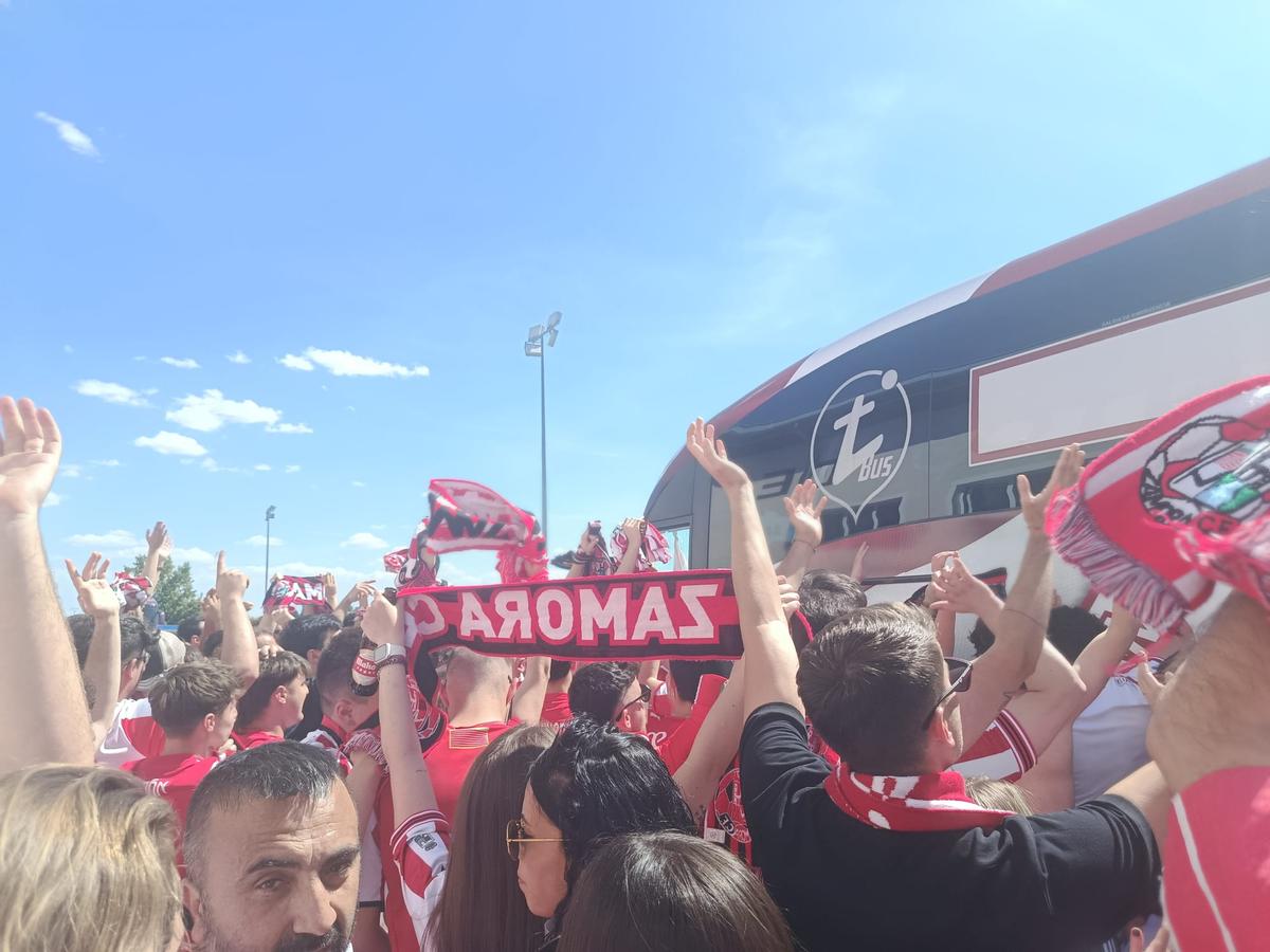 VÍDEO | El Zamora CF llega al Ruta de la Plata alentado por su gente